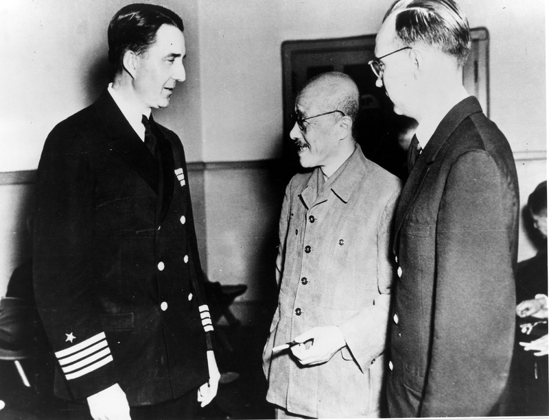 Ex-Prime Minister Hideki Tojo and his attorney, Capt. Beverly Coleman ...