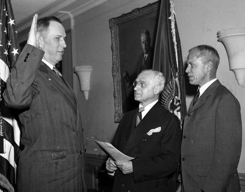 New Under Secretary of War Kenneth C. Royall taking the oath of office ...