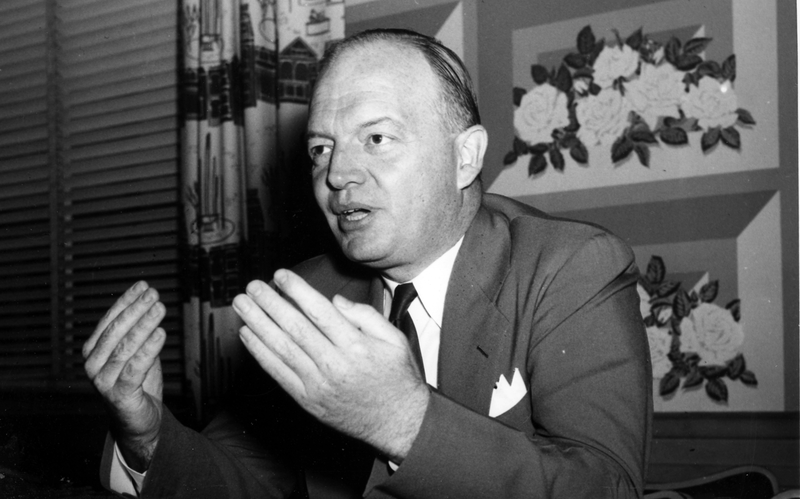 Harold E. Stassen at a press conference | Harry S. Truman