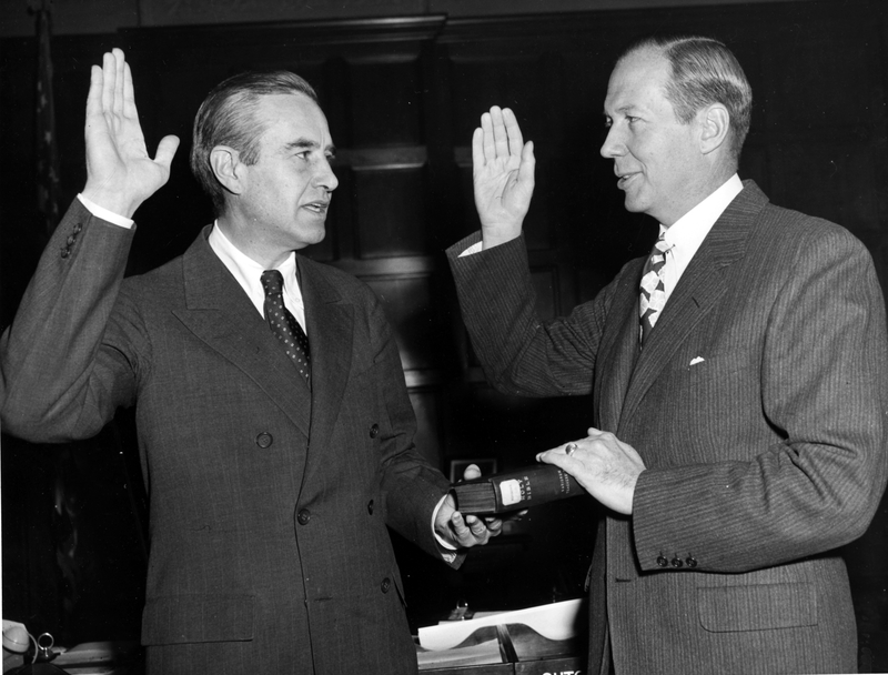 William C. Foster (right) taking the oath of office as new Under ...