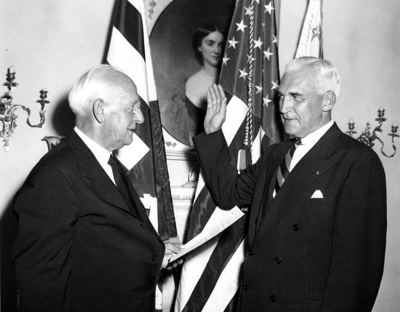 Photo of Paul V. McNutt being sworn in as High Commissioner of the ...