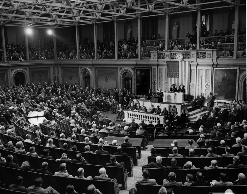 The House Chamber as Admiral Chester Nimitz addressed a joint session ...