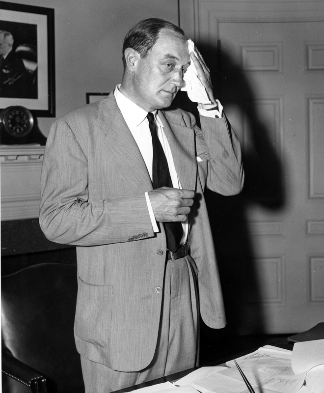 Edwin Pauley holding a press conference | Harry S. Truman
