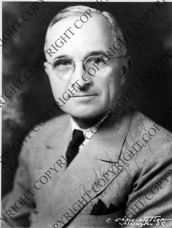 Portrait of President Truman inscribed "Good luck and best wishes to ...