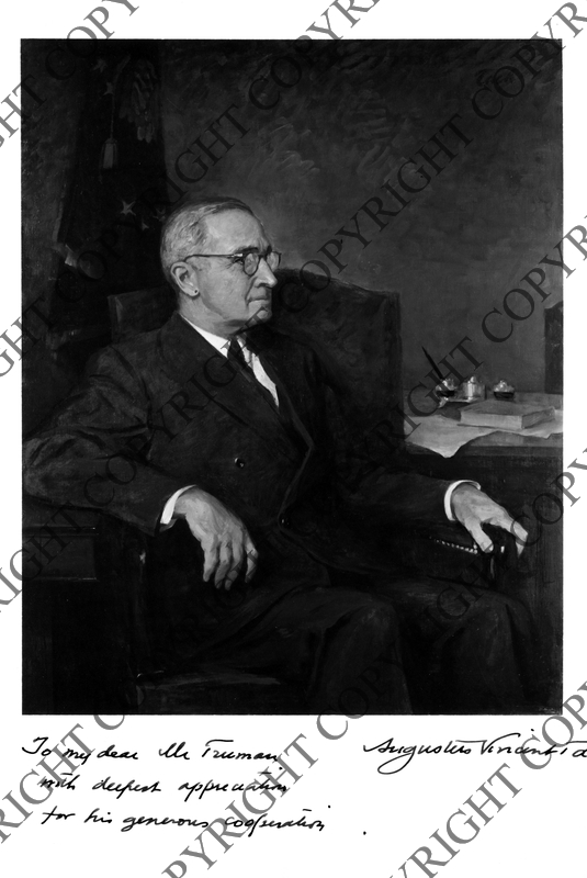 Autographed photograph of painting of Truman by Augustus Vincent Tack ...