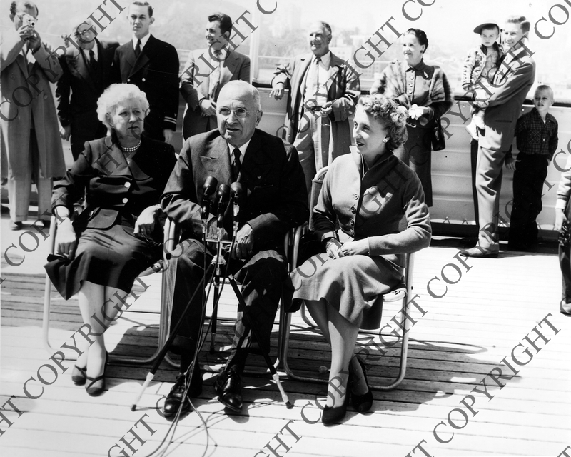 Truman family aboard the S.S. President Cleveland in San Francisco ...