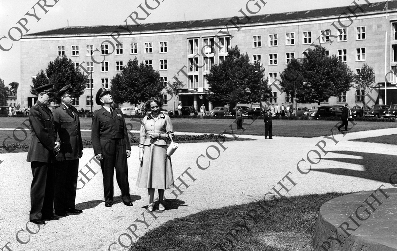 Margaret Truman visits the Berlin Airlift Memorial in West Germany ...