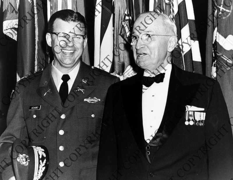 Former President Harry S. Truman and Lt. Col. Robert E. Adams at a ...