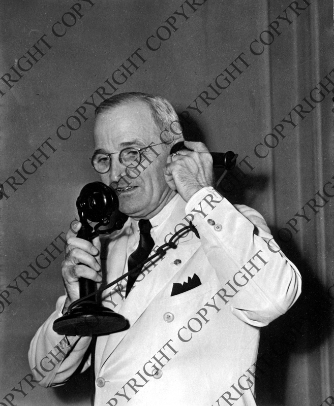 President Truman on old fashioned telephone | Harry S. Truman