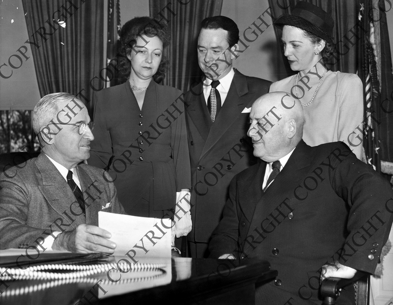 President Truman and Sam Rayburn with officers of the Young Democrats ...