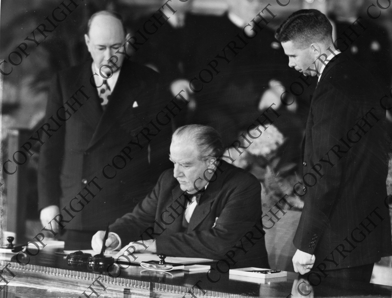 Ambassador Joseph Beck of Luxemborg Signs the North Atlantic Treaty ...