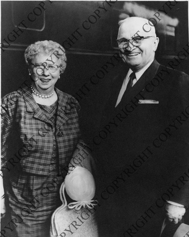 Truman and wife at railway station (retouched.) | Harry S. Truman