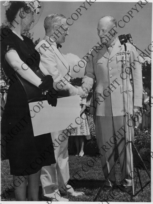 President Harry S. Truman Shakes Hands with General Dwight Eisenhower ...