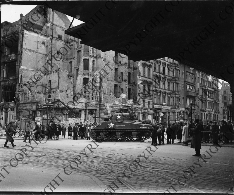Allied Forces Enter Berlin: Tank Passes Street Corner With Crowds ...