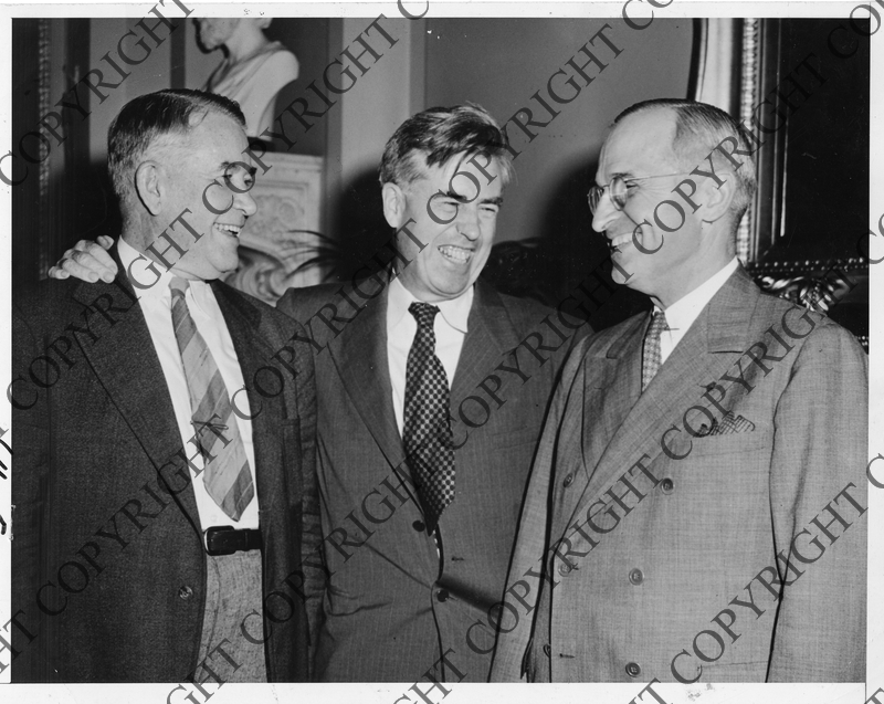 Senator Harry S. Truman with Senator Alben Barkley and Vice President ...