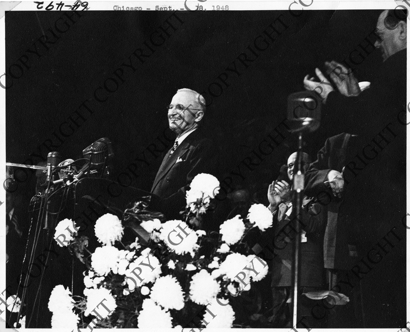 President Harry S. Truman Delivering a Speech in Chicago, Illinois ...
