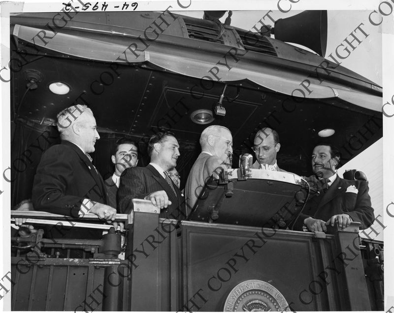 President Harry S. Truman and James Roosevelt Campaign from a Train ...