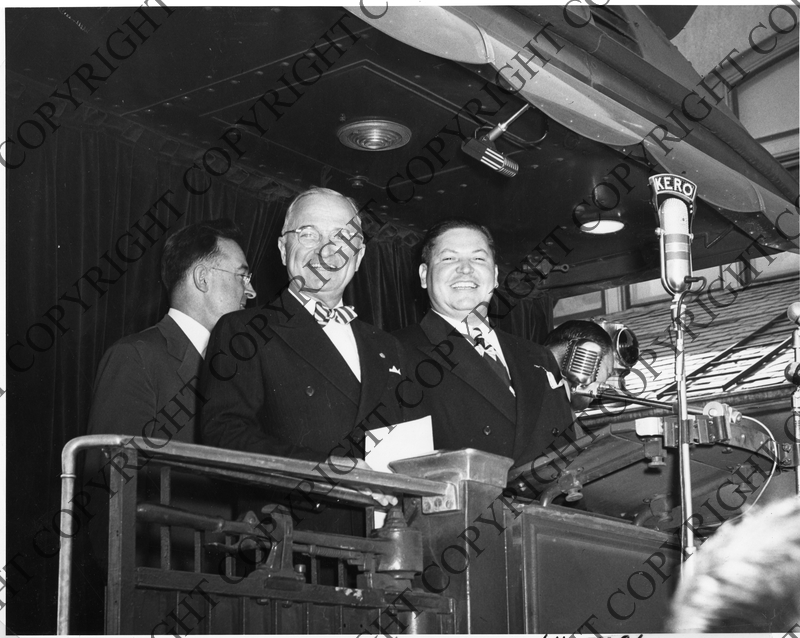 President Harry S. Truman Campaigning on a Train in Bakersfield ...