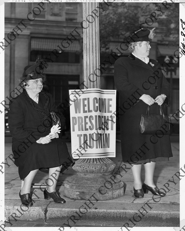 Two Unidentified Women Welcome President Truman | Harry S. Truman