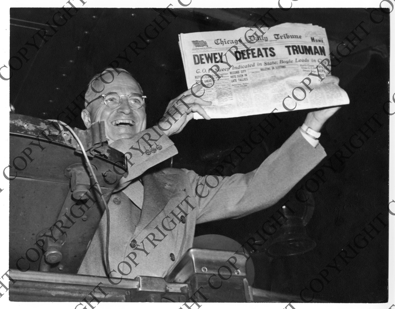 President Harry S. Truman Holds the "Dewey Defeats Truman" Newspaper ...