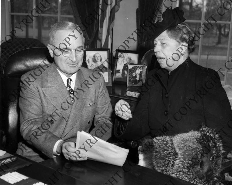 President Truman and Mrs. Franklin D. Roosevelt Visit in Oval Office ...