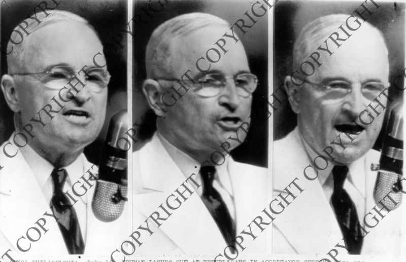 Three Part Photo of President Truman in Acceptance Speech at Democratic ...