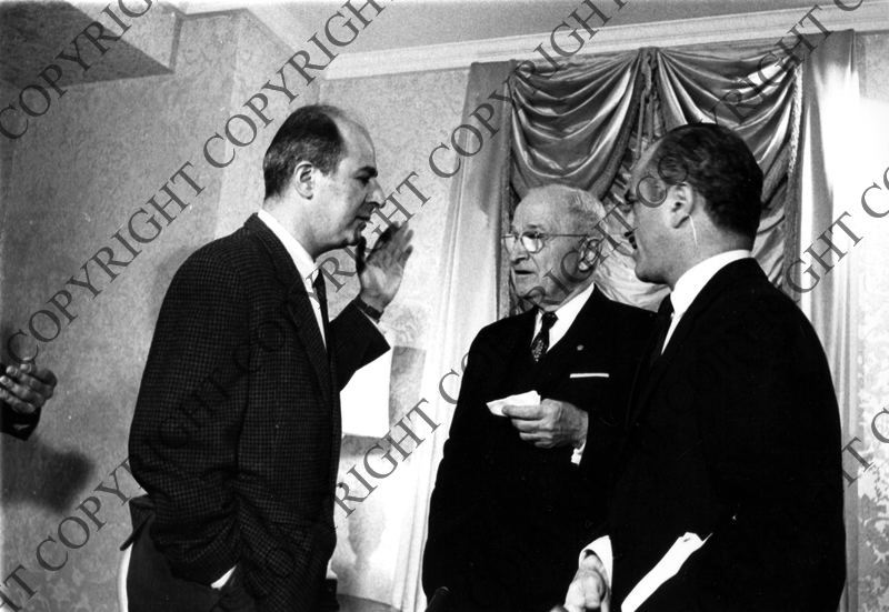 Former President Truman Visiting with Press Conference Attendees ...