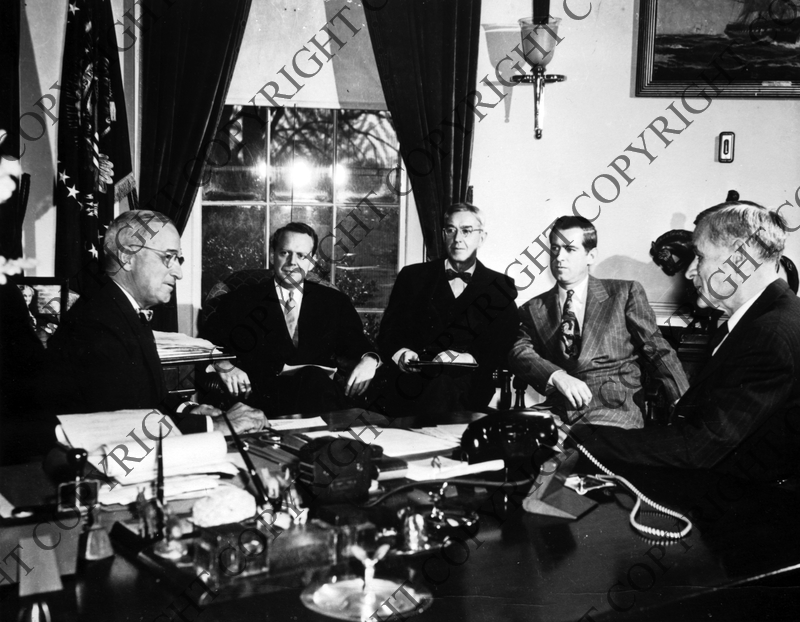 Excellent Photo of President Truman at a Conference in his Office with ...