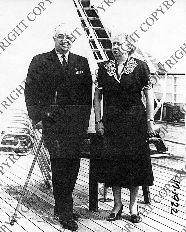 Portrait of President and Mrs. Truman aboard the S.S. President ...