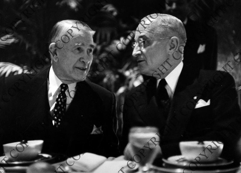 President Truman and Vice President Alben Barkley at the dinner table ...