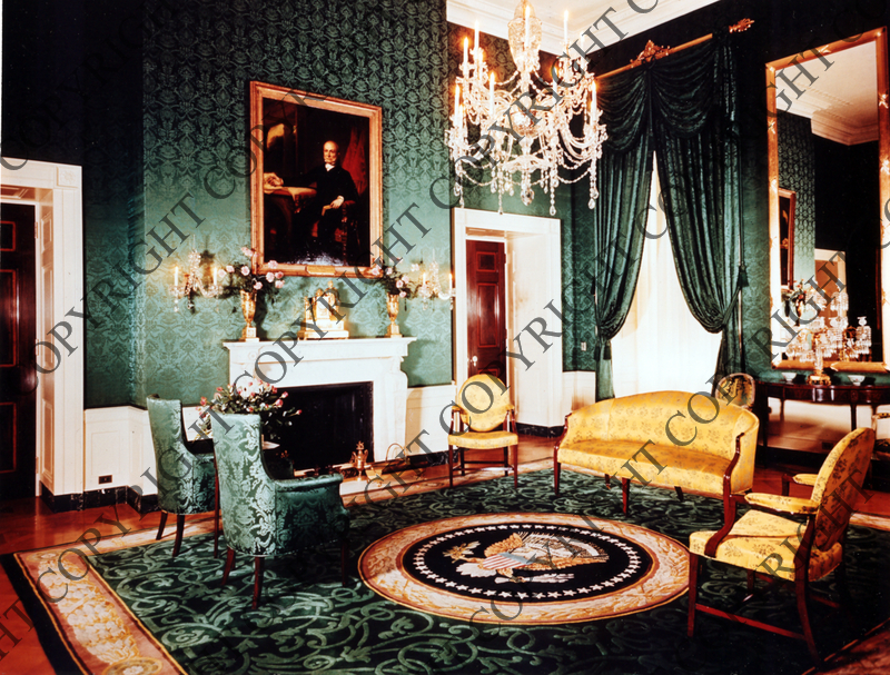 Color 4 x 5 transparency showing the White House Green Room | Harry S ...