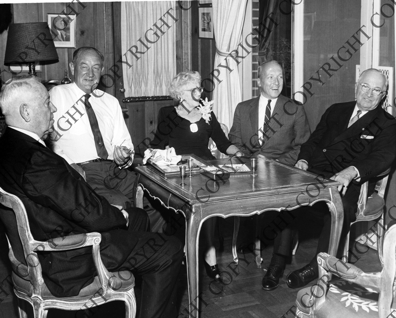 Former President Truman visiting with guests at the home of Edwin W ...