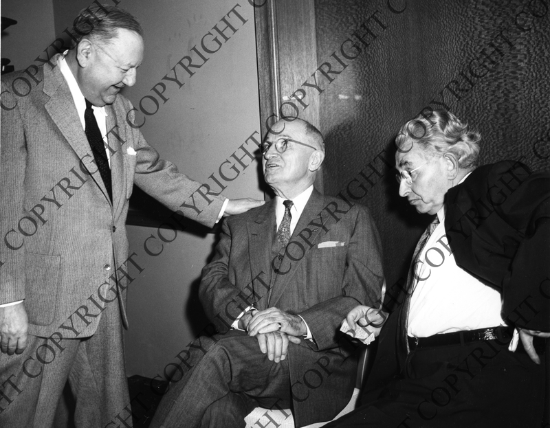 An unidentified man, Harry S. Truman and A. J. Granoff at the Eddie ...