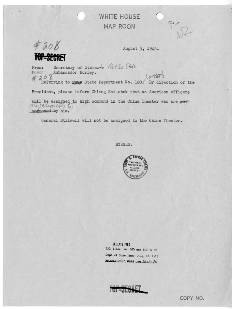 Telegram From Secretary Of State James Byrnes To Ambassador Patrick telegram-from-secretary-of-state-james-byrnes-to-ambassador-patrick