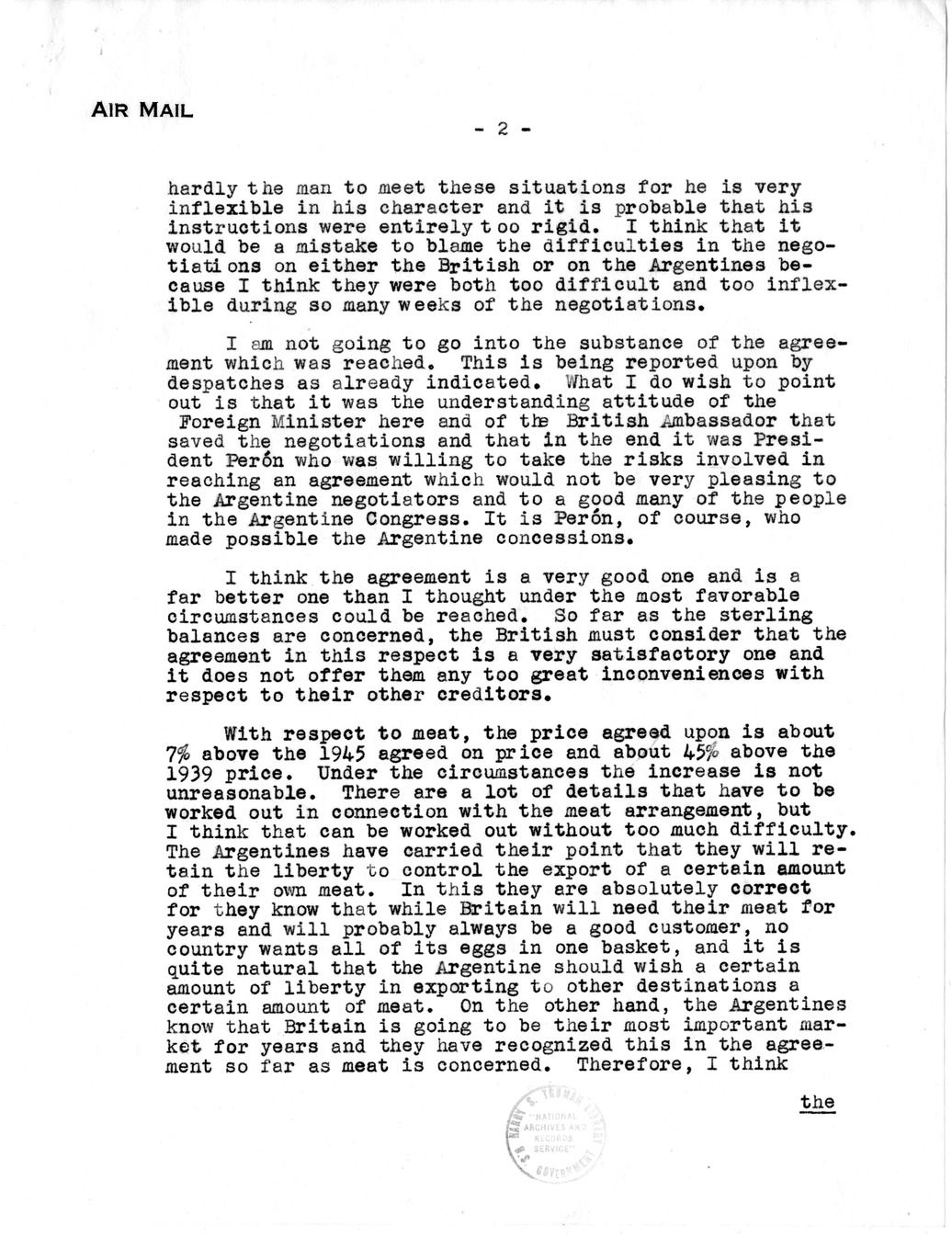 Correspondence Between Ambassador George Messersmith and President ...
