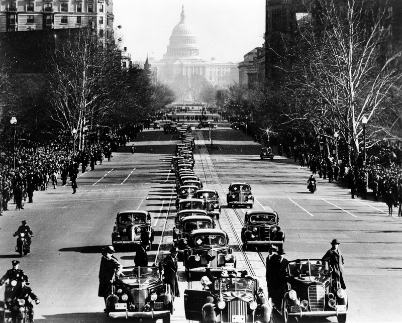 Franklin D. and Mrs. Roosevelt in a parade in Washington, D.C | Harry S ...