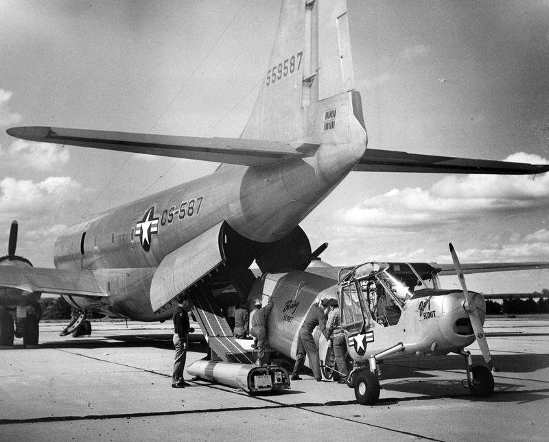 Boeing YL-15 Scout Loaded into a C-97 Stratofreighter | Harry S. Truman
