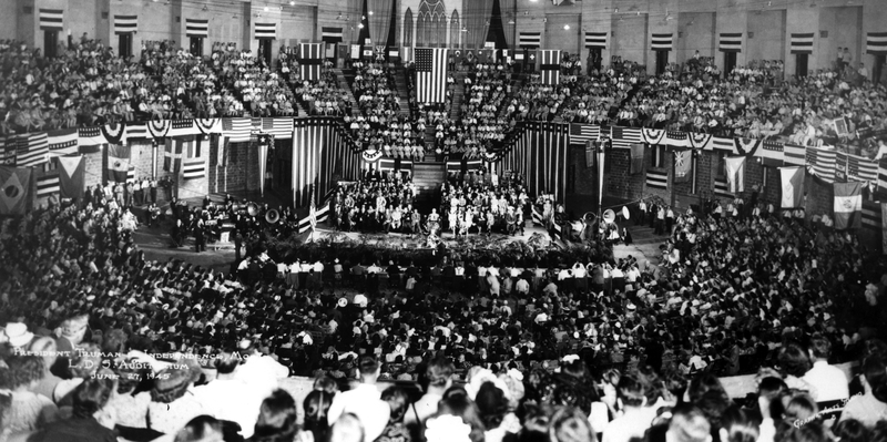 President Harry S. Truman Speaks at RLDS Auditorium in Independence, MO ...