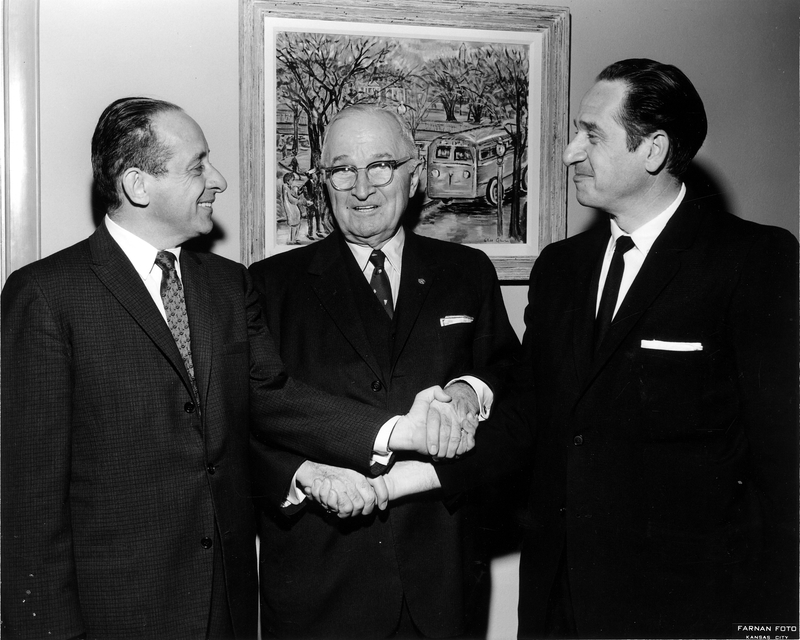 Former President Truman with Irving Shiffrin and William Jeffries ...