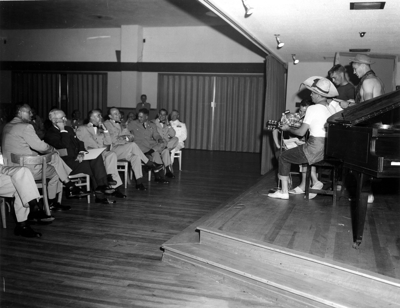 Former President Truman enjoys a band at Richards-Gebaur Air Force Base ...