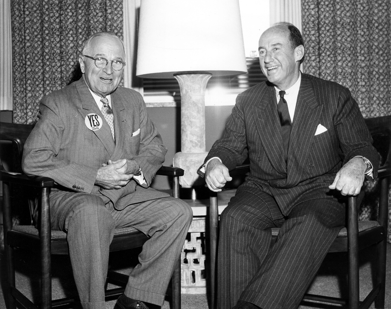 Former President Truman and Adlai Stevenson at Truman Library | Harry S ...