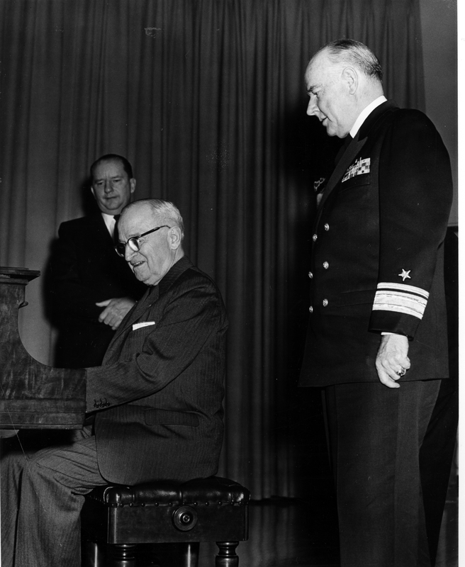 Former President Harry S. Truman plays the piano at the Truman Library ...