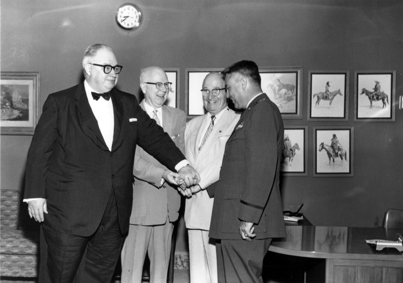 Former President Truman, Mayor H. Roe Bartle, Colonel John Riffle and ...