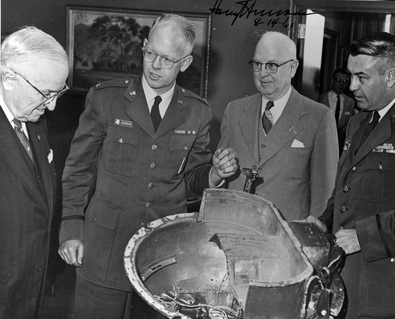 Former President Truman, Col. Gibson, Rufus Burrus, and Col. Riffle at ...