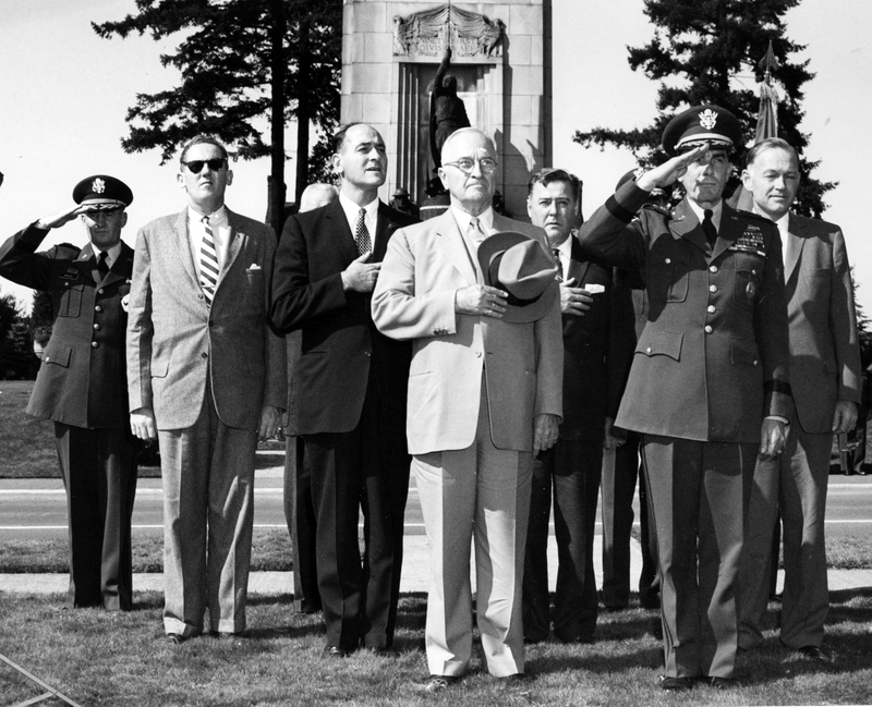 Former President Harry S. Truman, Major General Louis W. Truman and ...