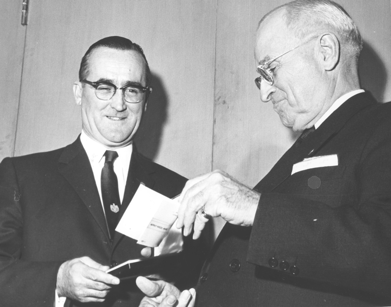 Former President Truman receives a Check and Medallion at an AFL-CIO ...