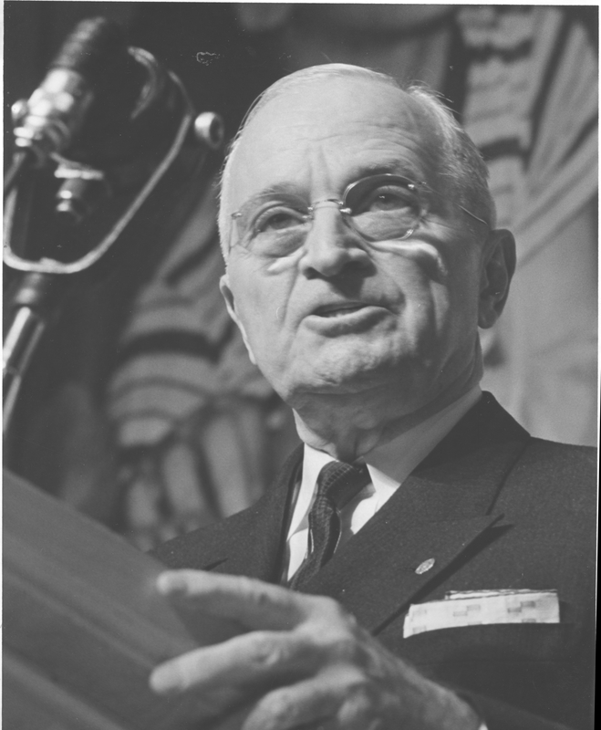 Former President Truman speaking at an AFL-CIO Banquet in New York City ...
