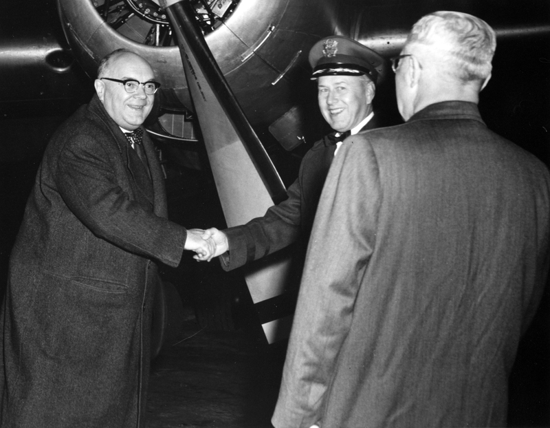 Former President Harry S. Truman (from back), and unidentified men ...