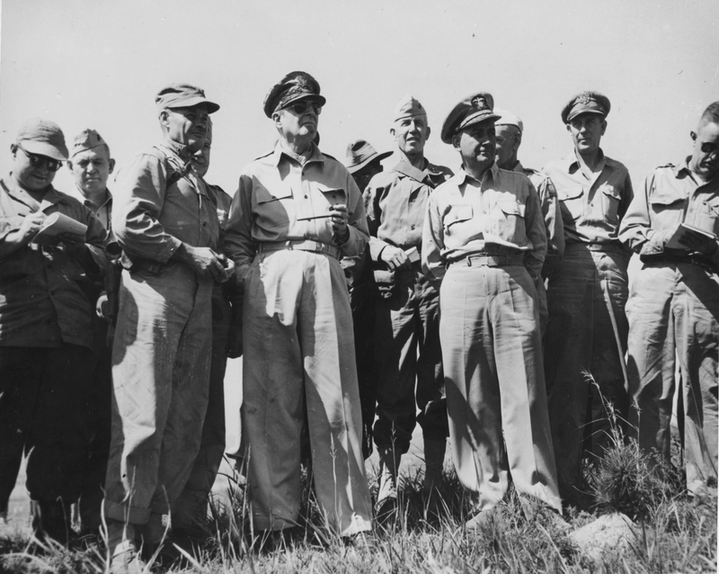 Colonel L. G. Puller, General Douglas MacArthur, Major General O. P ...