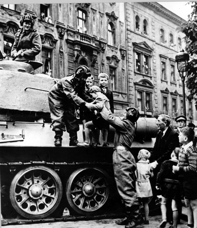 Czech Army Personnel and Civilians By Army Tank | Harry S. Truman
